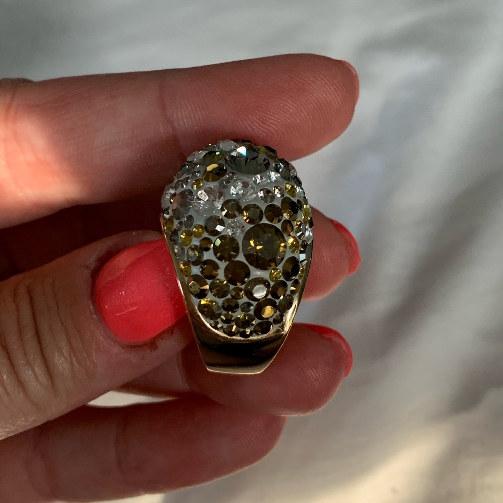 Swarovski Gold Pave Crystal Ring - Gem